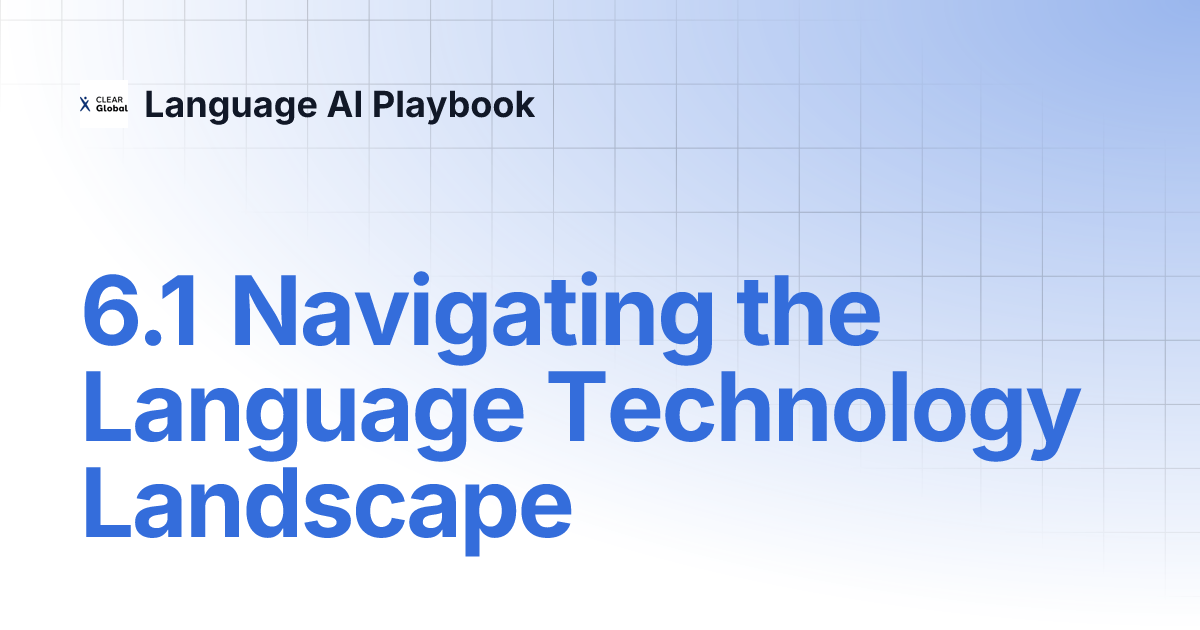 6.1 Navigating the Language Technology Landscape | Language AI Playbook
